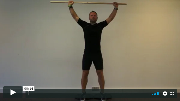 Deep overhead squat technique (shown with heel lift) - Recover Gym